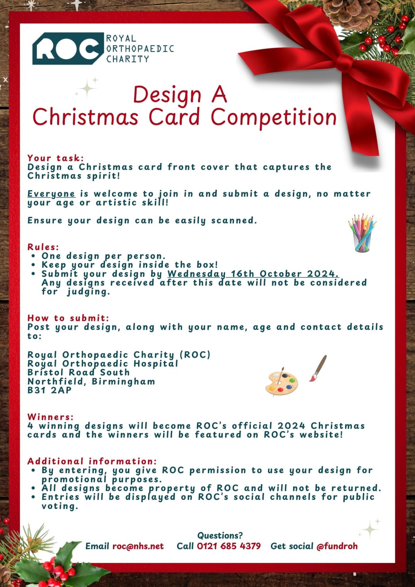 Design A Christmas Card Competition - ROC | Royal Orthopaedic Charity